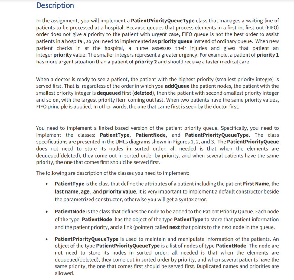 Solved Description In the assignment, you will implement a | Chegg.com