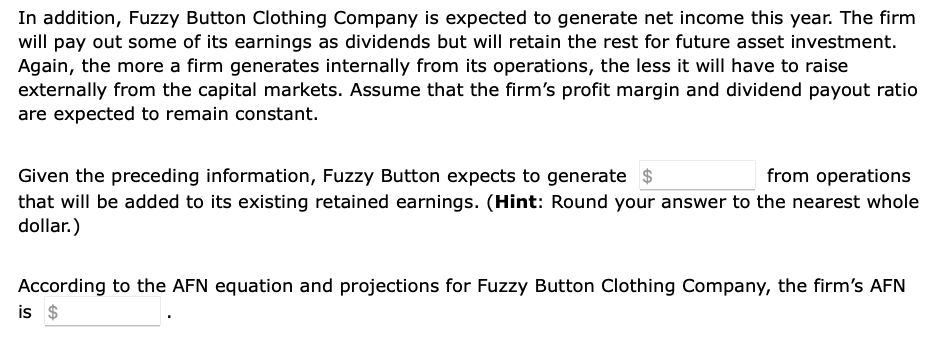 Solved Fuzzy Button Clothing Company has the following | Chegg.com