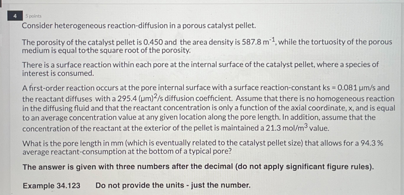 Solved 5 points Consider heterogeneous reaction-diffusion in | Chegg.com