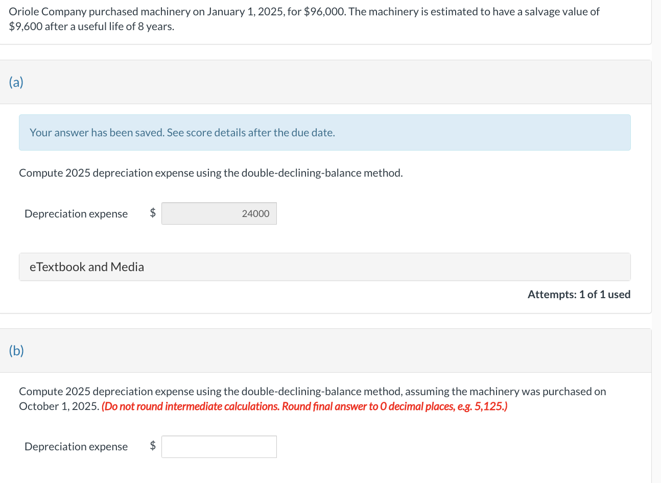 Solved Oriole Company purchased machinery on January 1,2025 | Chegg.com