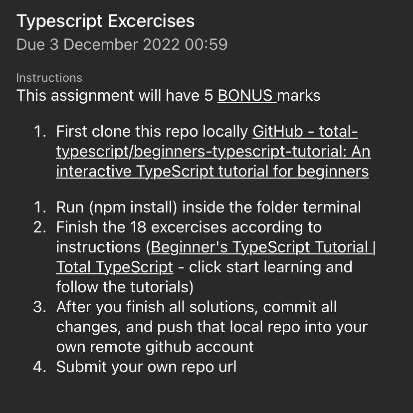 Solved Typescript Excercises This Assignment Will Have 5