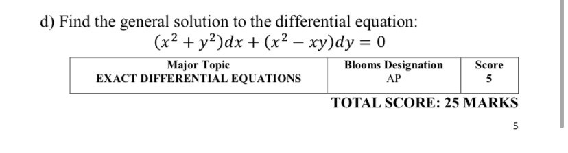 Solved d) Find the general solution to the differential | Chegg.com