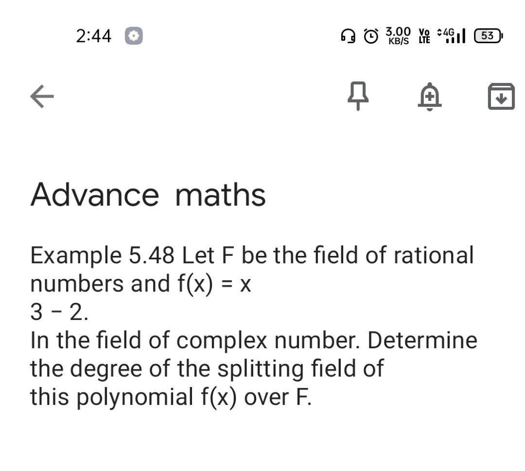 Solved 2:44 3.00 Vo 4G KB/S LTE 53 R F → Advance maths | Chegg.com
