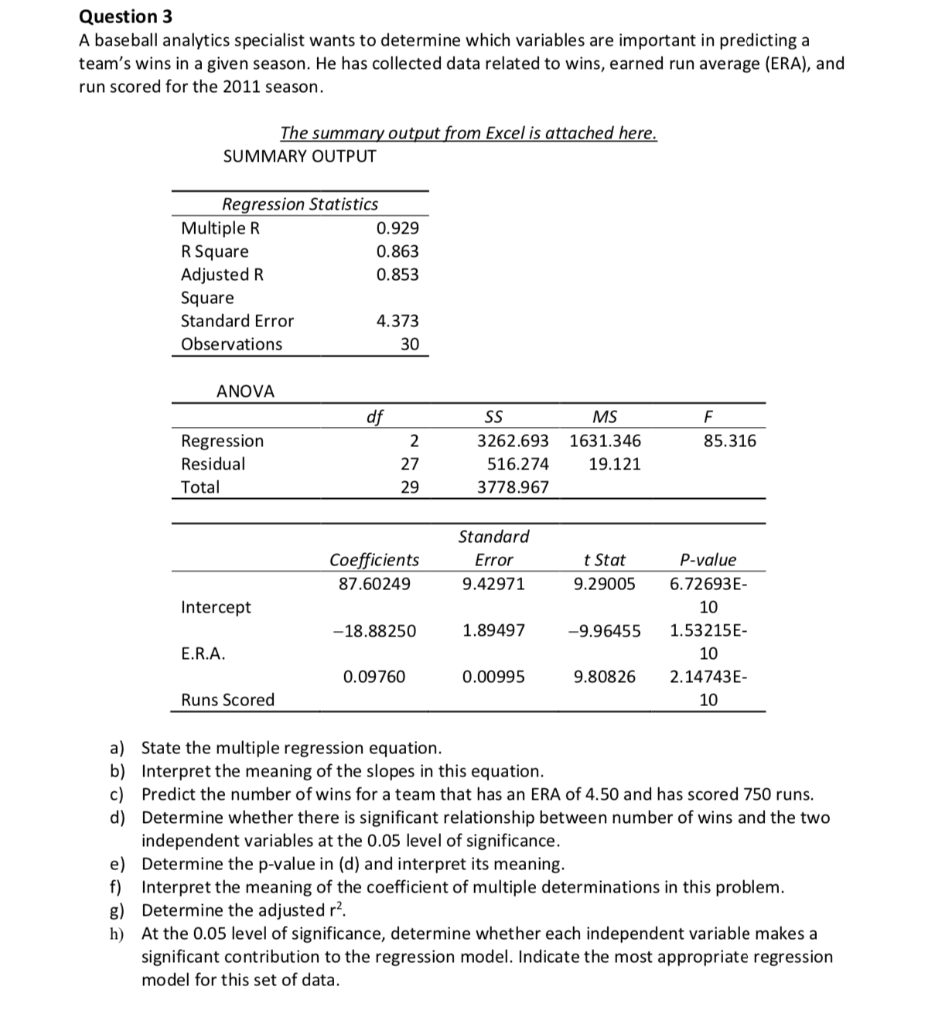 Solved Question 3 A baseball analytics specialist wants to | Chegg.com
