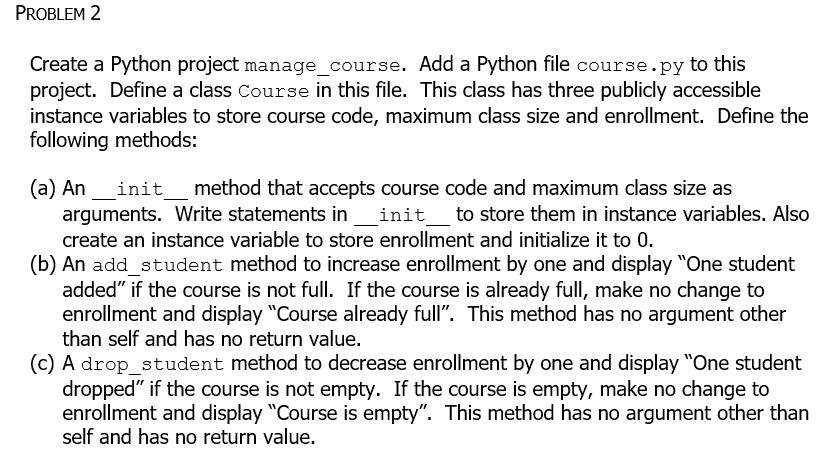 Solved INSTRUCTION AND PROBLEMS Create a Python project for | Chegg.com