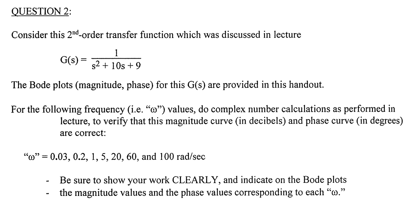 Solved QUESTION 2: Consider this 2nd-order transfer function | Chegg.com