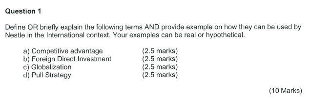 Solved Question 1 Define OR briefly explain the following | Chegg.com
