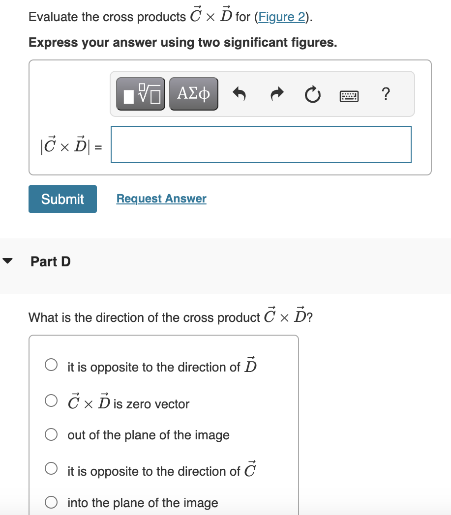 Evaluate the cross products A×B for (Figure 1). | Chegg.com