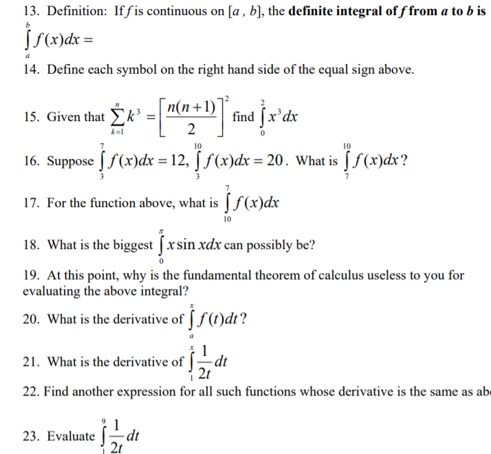 Solved 13. Definition: Iff is continuous on [a, b], the | Chegg.com