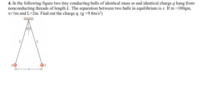 Solved 4. In the following figure two tiny conducting balls | Chegg.com
