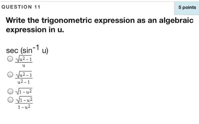 Solved Write the trigonometric expression as an algebraic | Chegg.com