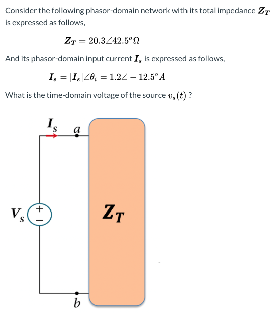 Solved Consider the following phasor-domain network with its | Chegg.com