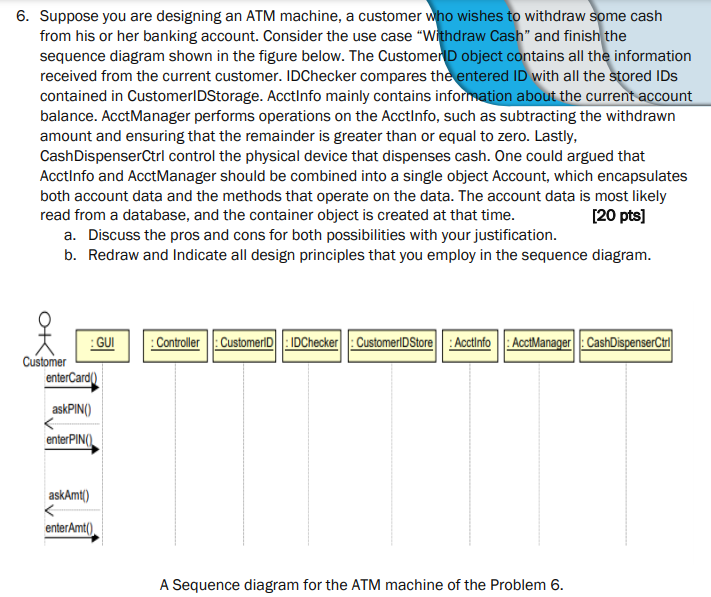 Solved 6. Suppose you are designing an ATM machine, a | Chegg.com