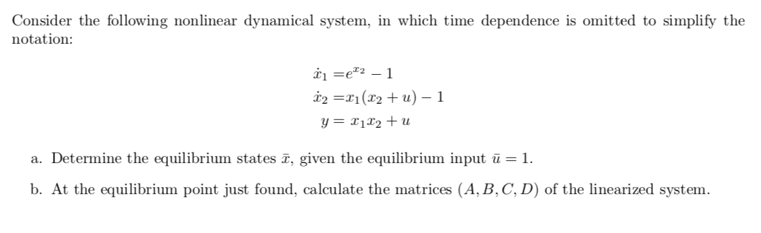 Consider the following nonlinear dynamical system, in | Chegg.com