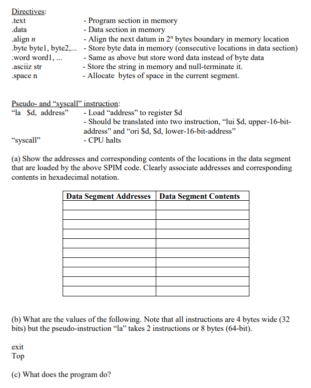 Solved Consider the execution of the following block of SPIM | Chegg.com