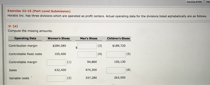 Solved CALCULATORPR Exercise 22-15 (Part Level Submission) | Chegg.com