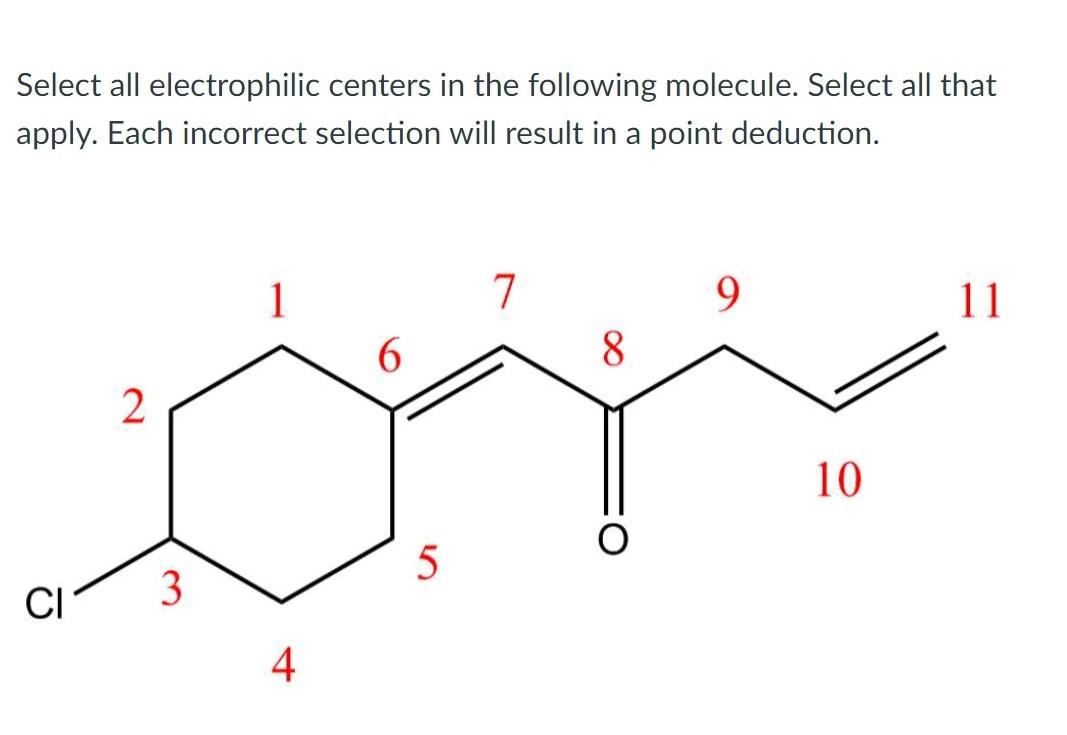 Solved Select all electrophilic centers in the following | Chegg.com