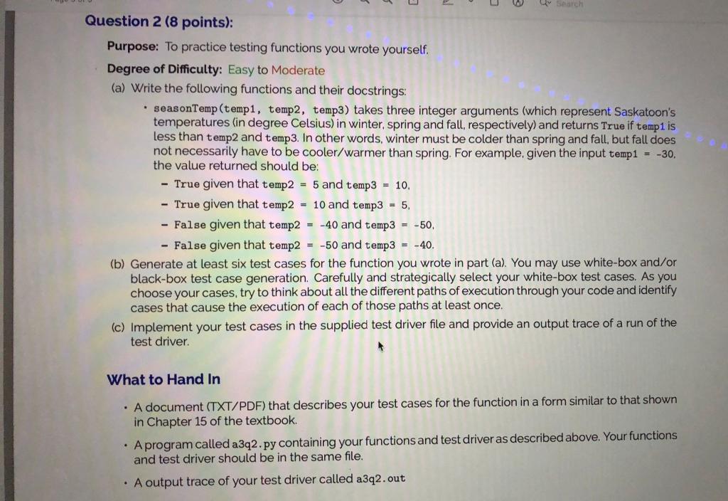 Solved Purpose To Practice Testing Functions You Wrote