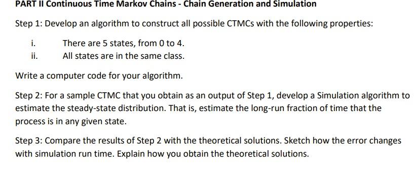 Solved PART II Continuous Time Markov Chains - Chain | Chegg.com