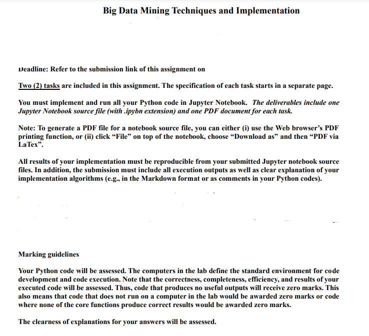 Solved Big Data Mining Techniques and Implementation | Chegg.com