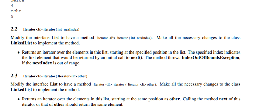 Solved Modify the interface Iterator to have a method int | Chegg.com