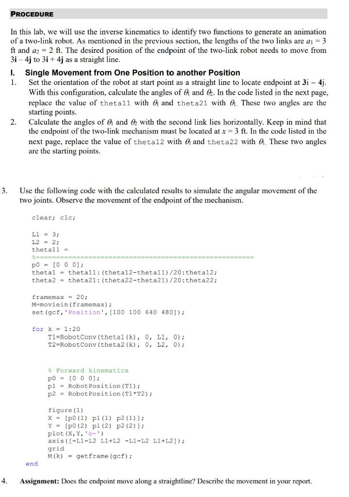 In this lab, we will use the inverse kinematics to | Chegg.com