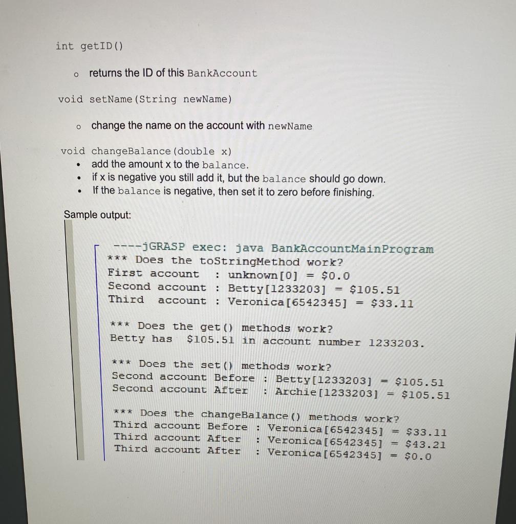 Solved Write a class called BankAccount with the following | Chegg.com
