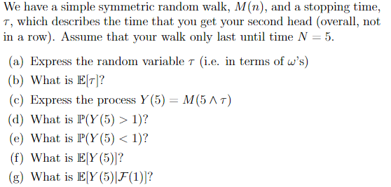 Solved We have a simple symmetric random walk, M(n), ﻿and a | Chegg.com