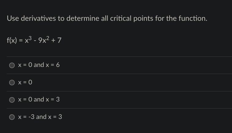 Solved Use derivatives to determine all critical points for | Chegg.com