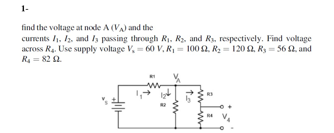Solved find the voltage at node A(VA) and the currents | Chegg.com