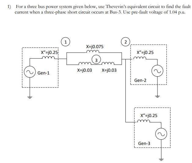 Solved For a three bus power system given below, use | Chegg.com