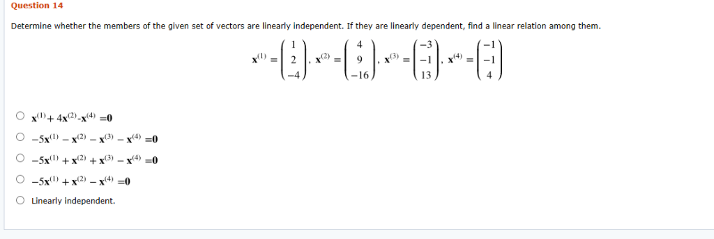Solved Determine whether the members of the given set of | Chegg.com