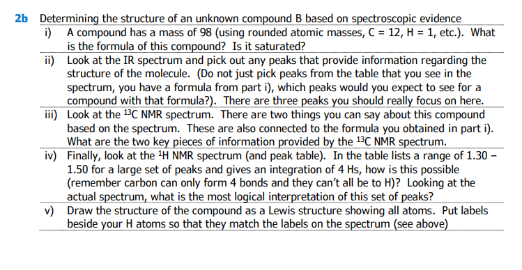 Solved 2b Determining the structure of an unknown compound B | Chegg.com