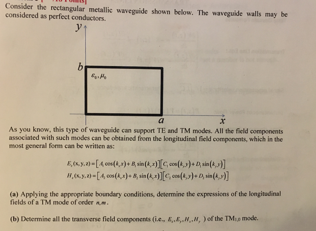 Solved TITUS Consider the rectangular metallic waveguide | Chegg.com