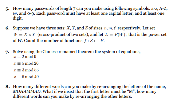 Solved 5. How many passwords of length 7 can you make using | Chegg.com