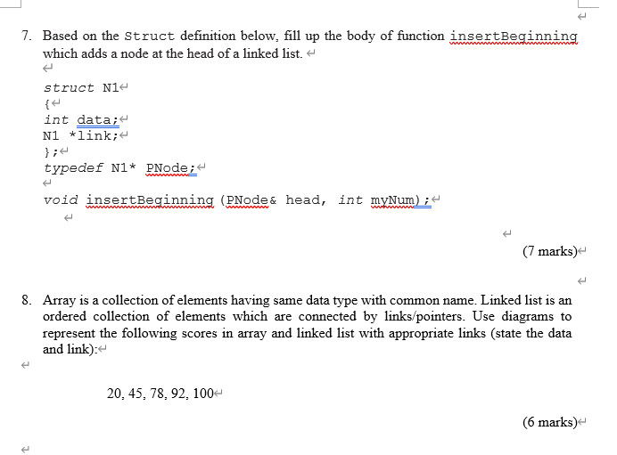 Solved L 7. Based on the struct definition below, fill up | Chegg.com