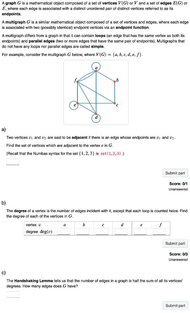 A graph G is a mathematical object composed of a set | Chegg.com