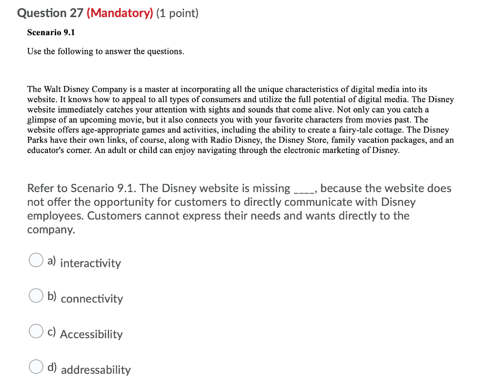Solved Question 26 (Mandatory) (1 point) Developing and | Chegg.com