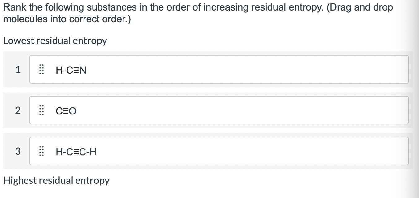 Solved Rank the following substances in the order of | Chegg.com