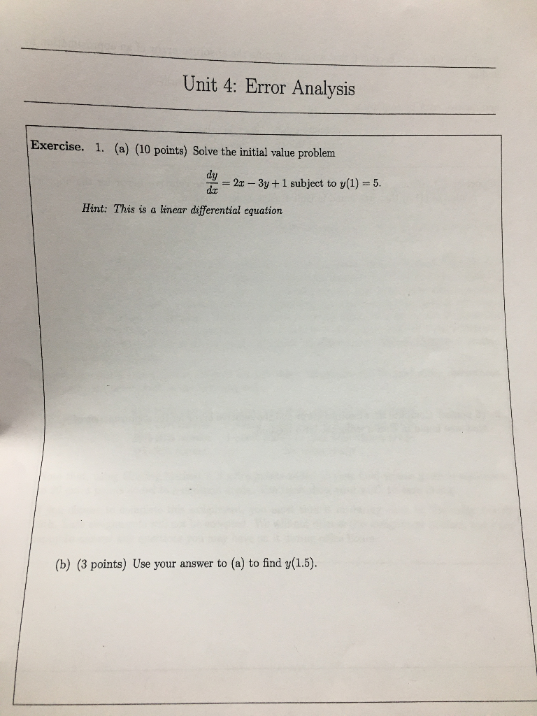 Solved Unit 4: Error Analysis Exercise. 1. (a) (10 points) | Chegg.com