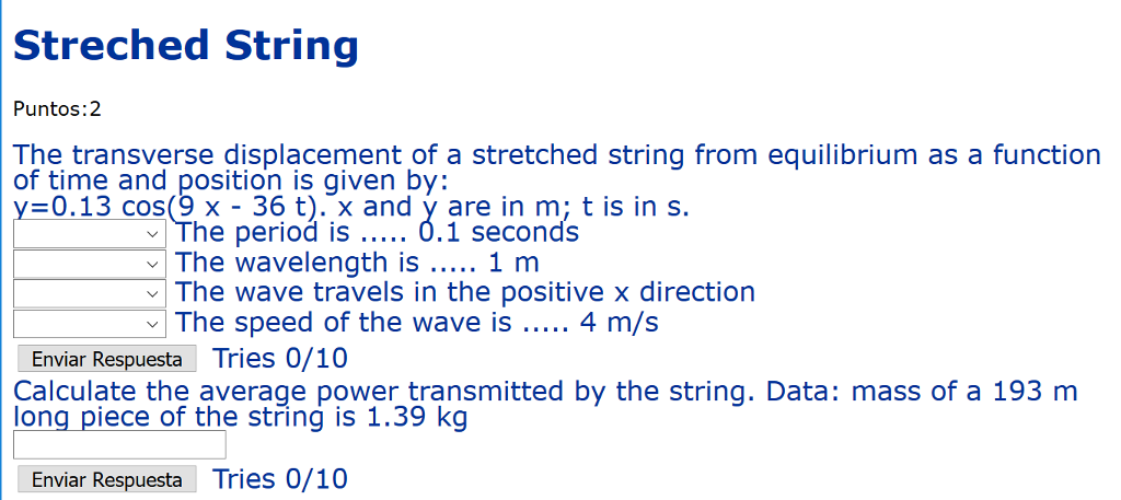Solved The transverse displacement of a stretched string | Chegg.com