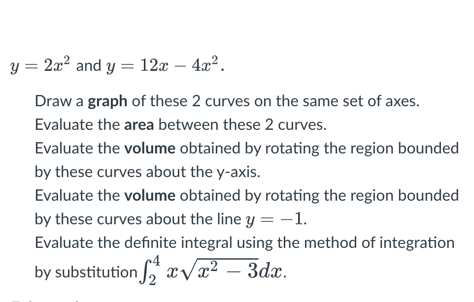 Solved y=2x2 and y=12x−4x2 Draw a graph of these 2 curves on | Chegg.com