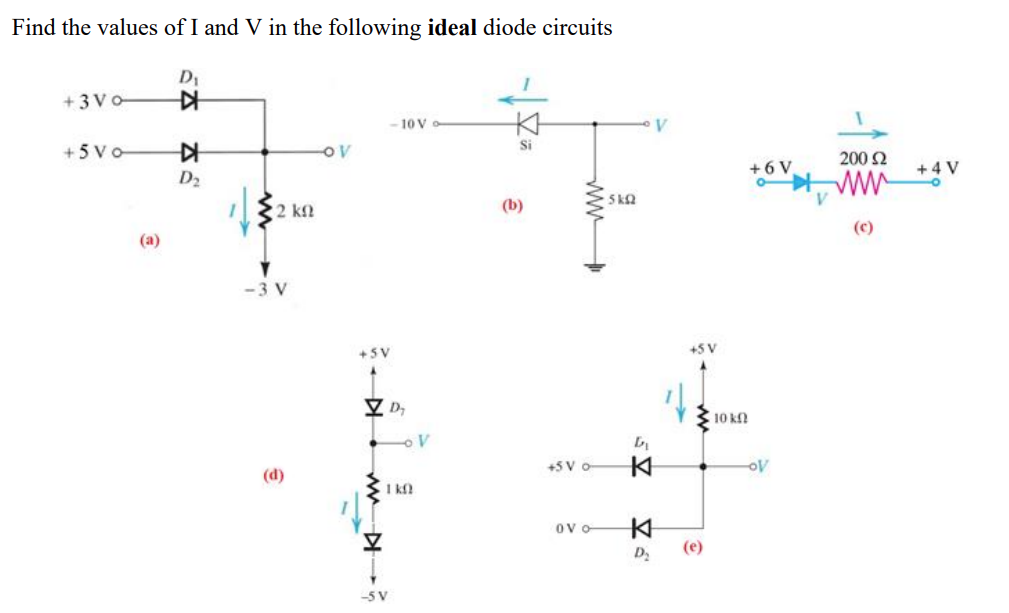 Solved Find the values of I and V in the following ideal | Chegg.com