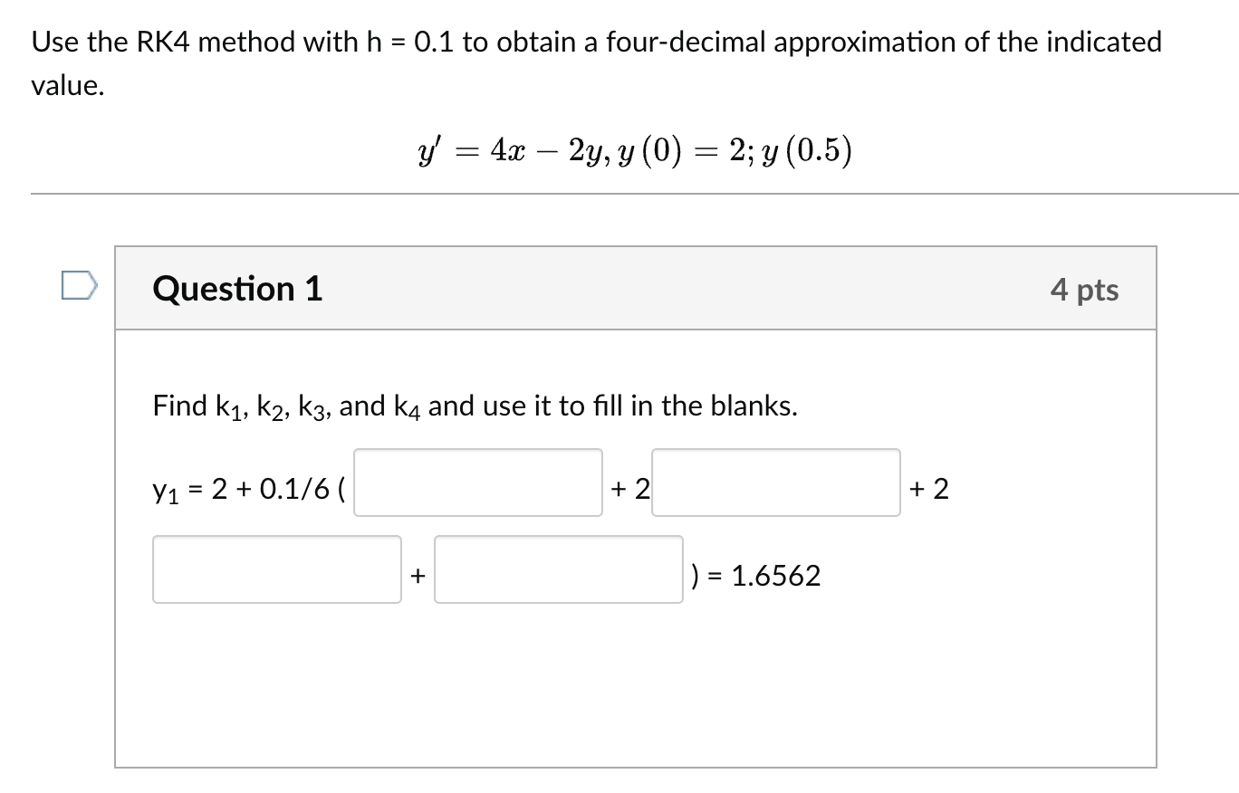 Solved Use the RK4 method with h=0.1 to obtain a | Chegg.com