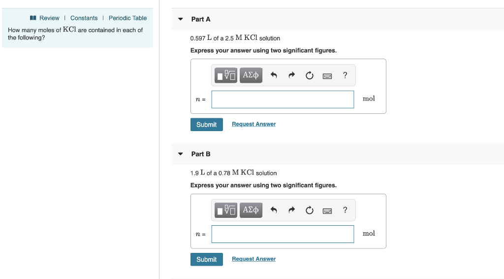 Solved Review Constants Periodic Table Part A How many moles | Chegg.com