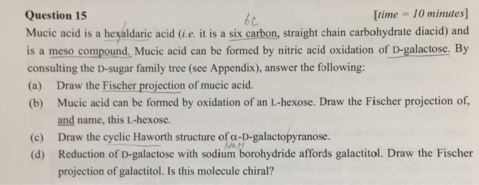 Solved 10 minutes Question 15 time Mucic acid is a | Chegg.com