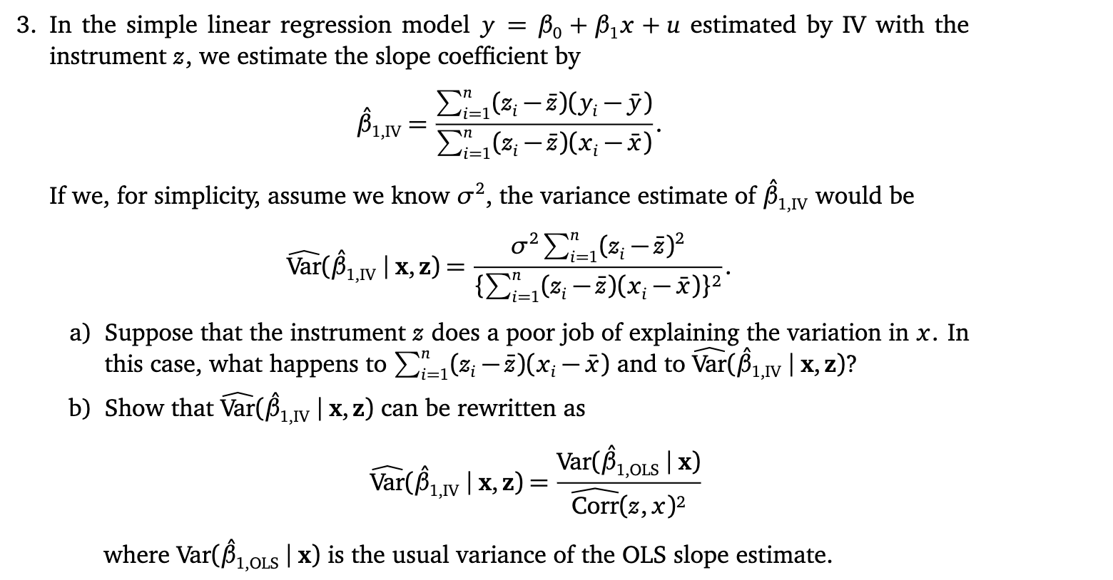 3. In the simple linear regression model y = Bo +B1x | Chegg.com