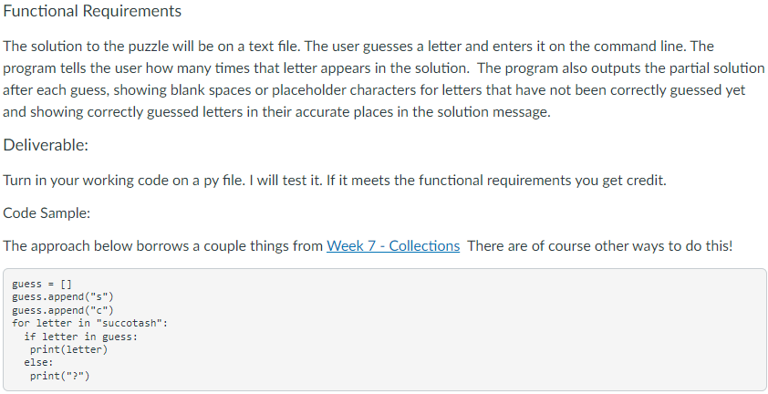 Solved Functional Requirements The solution to the puzzle | Chegg.com
