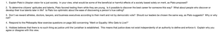 1. Explain Plato's Utopian vision for a just society. | Chegg.com 1. Explain Plato's Utopian vision for a just society. | Chegg.com