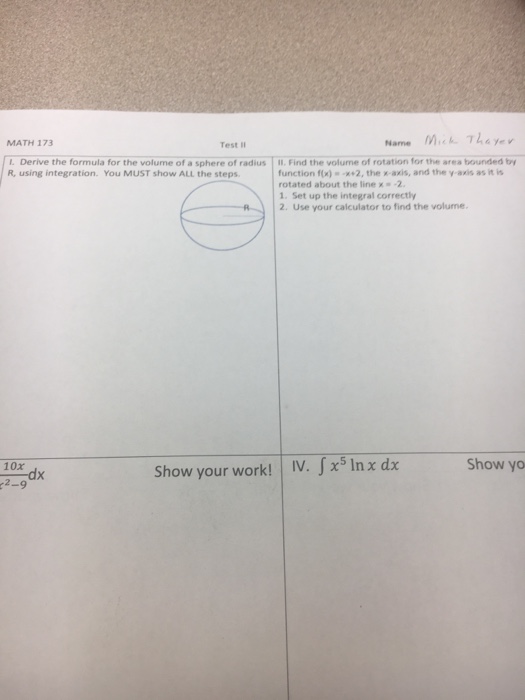 Solved Derive the formula for the volume of a sphere of | Chegg.com